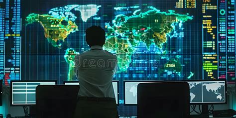 Global Network Monitoring Analyst Observes Worldwide Data Streams And System Activity On A