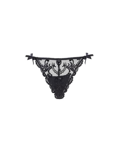 Черные кружевные трусы стринги с вышивкой Dixee Agent Provocateur – нет ...