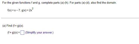 Solved For The Given Functions F And G Complete Parts Chegg