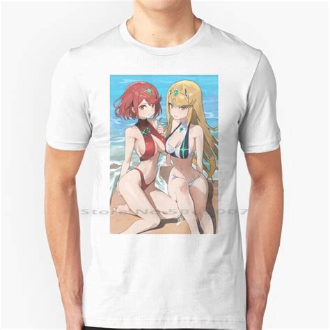 Pyra And Mythra 18 T Shirt 100 Cotton Pyra Homura Mythra Hikari Xc2 Lewd Sexy Boobs Oppai Pantsu