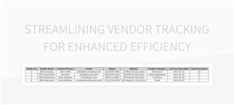 Streamlining Vendor Tracking For Enhanced Efficiency Excel Template And