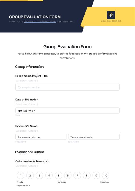 Free Group Evaluation Form Template To Edit Online