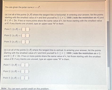 Solved You are given the polar curve r eθ a List all of Chegg