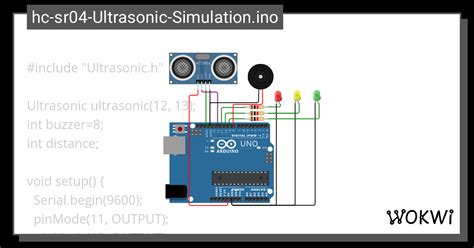 Sensor Jarak Menggunkan Led And Buzzer Wokwi Esp32 Stm32 Arduino Simulator