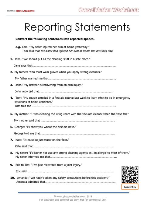 Reporting Statements Photocopiables