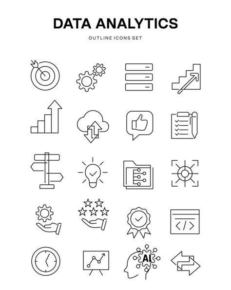 Data Analytic Business Infographic Illustration Outline Icon Set