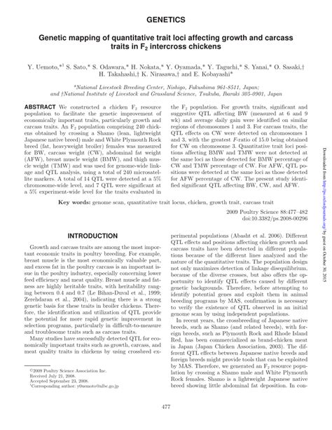 Pdf Genetic Mapping Of Quantitative Trait Loci Affecting Growth And