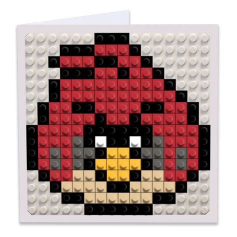 Red Pixel Art Build On Greeting Card Brik