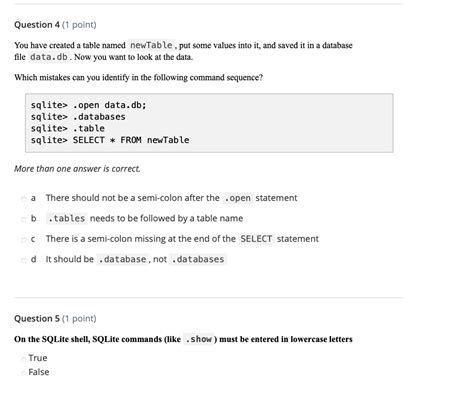 Solved Question Point You Have Created A Table Named Chegg