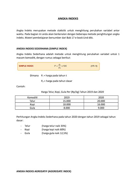 Angka Indeks Angka Indeks Angka Indeks Merupakan Metode Statisitk Untuk Menghitung Perubahan