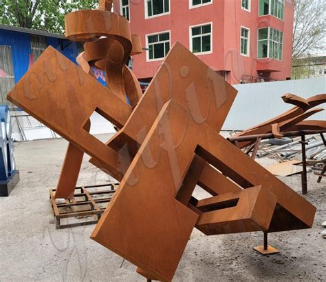 Modern Rusted Metal Garden Sculpture For Sale Css 223
