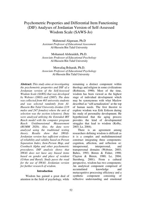 Pdf Psychometric Properties And Differential Item Functioning Dif