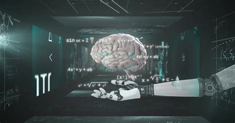 Animation Of Scientific Data Processing Over Robot S Arm And Brain