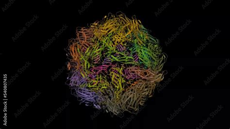 Structure Of Porcine Circovirus 2 Animated 3d Cartoon And Gaussian