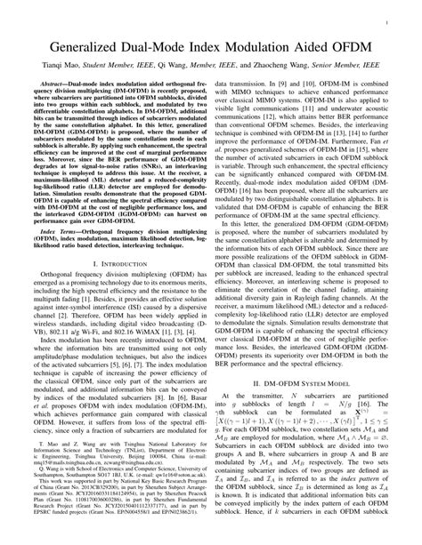 Pdf Generalized Dual Mode Index Modulation Aided Ofdm