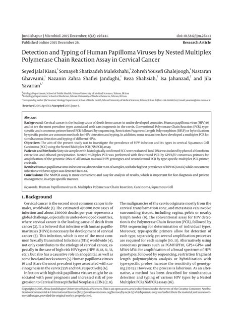 Pdf Detection And Typing Of Human Papilloma Viruses By Nested Multiplex Polymerase Chain