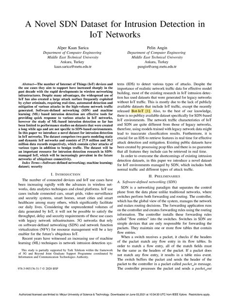a noval sdn dataset for intrusion detection in iot network a novel