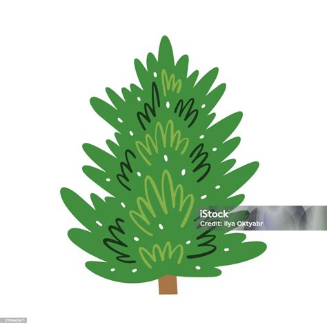 무성한 녹색 소나무의 아름답게 스타일리시한 일러스트레이션으로 다양한 창의적인 용도에 적합합니다 0명에 대한 스톡 벡터 아트 및 기타 이미지 Istock