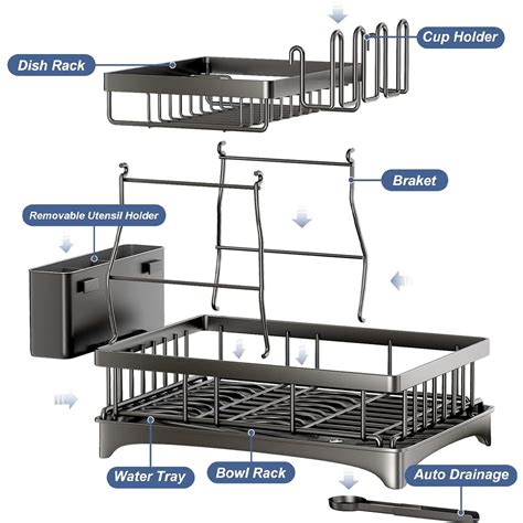 Сушилник за съдове Quasar And Co 2 нива Метал Пластмаса тава за отцеждане 44 X 33 X 31 Cm