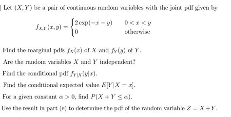 Solved Let Xy Be A Pair Of Continuous Random Variables