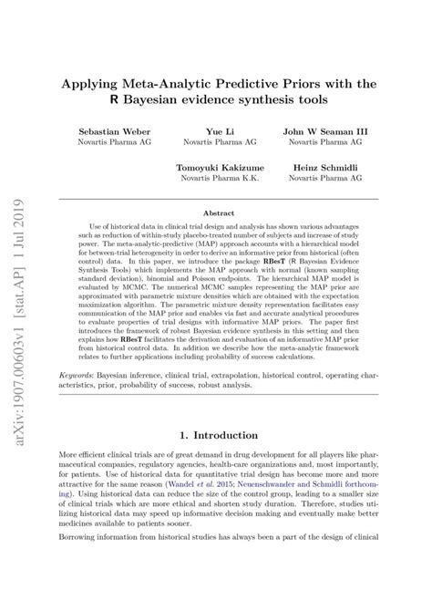 applying meta analytic predictive priors with the r bayesian evidence