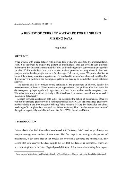 Pdf A Review Of Current Software For Handling Missing Data