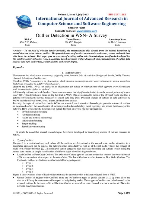 Pdf Outlier Detection In Wsn A Survey