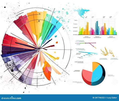 Data Visualization Chart Diagram Colorful Illustration With White Background Stock Illustration