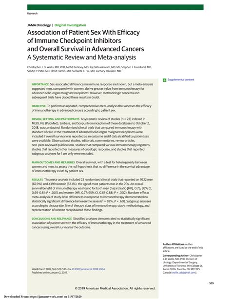 Pdf Association Of Patient Sex With Efficacy Of Immune Checkpoint