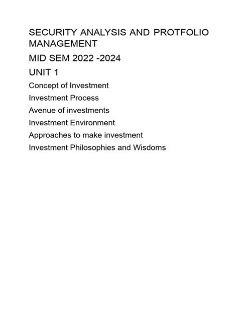 Security Protfolio Mba Sem 4 Pdf Investing Securities Finance Security Protfolio Mba Sem 4 Pdf Investing Securities Finance