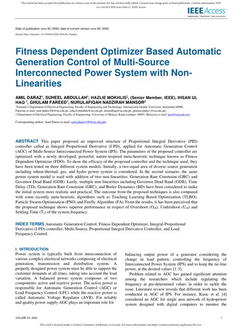 Pdf Fitness Dependent Optimizer Based Automatic Generation Control Of Multi Source