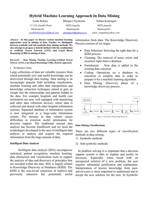 Pdf Hybrid Machine Learning Approach In Data Mining