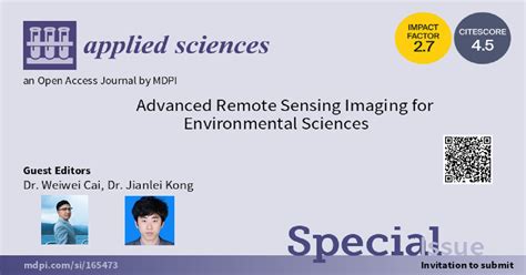 Applied Sciences Special Issue Advanced Remote Sensing Imaging For Environmental Sciences
