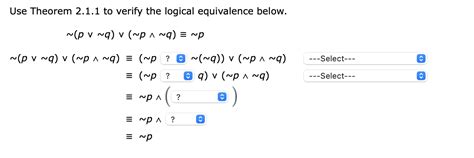 Use Theorem 211 To Verify The Logical Equivalence
