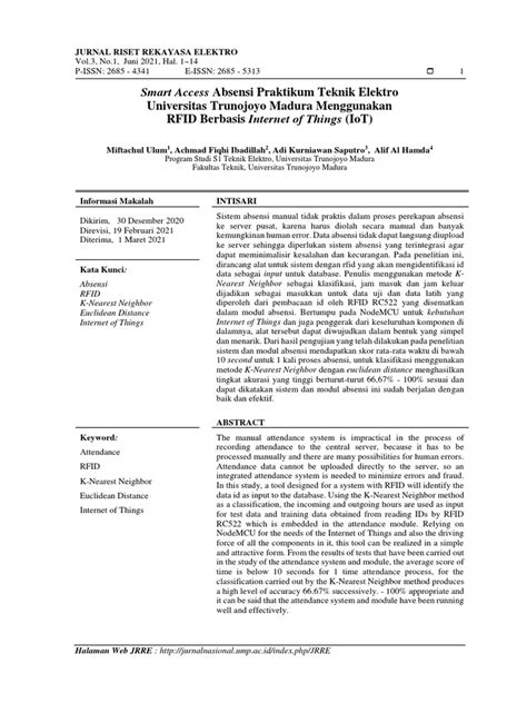 Jurnal Absensi Rfid Berbasis Iot Pdf