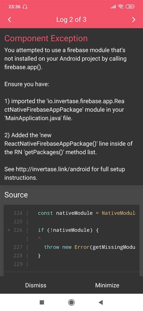You Attempted To Use A Firebase Module Thats Not Installed On Your Android Project By Calling