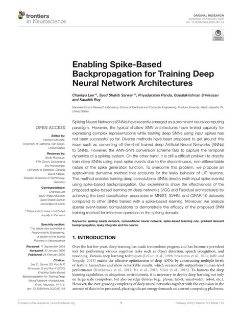pdf enabling spike based backpropagation for training deep neural