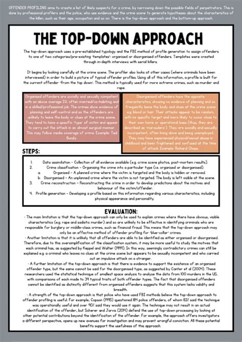 Summary The Top Down Approach To Criminal Profiling A Notes For A