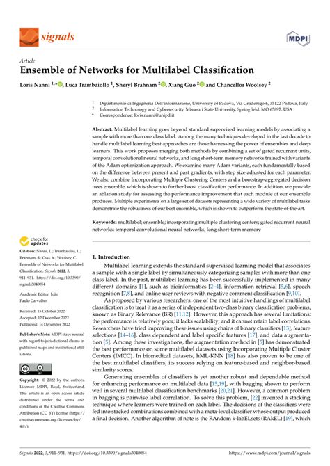Pdf Ensemble Of Networks For Multilabel Classification