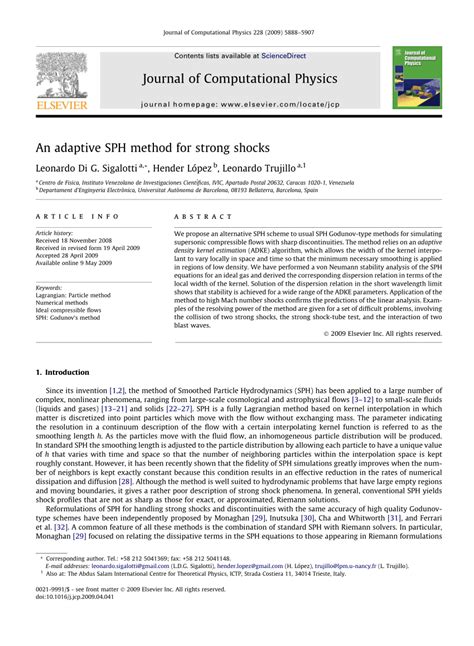 pdf an adaptive sph method for strong shocks