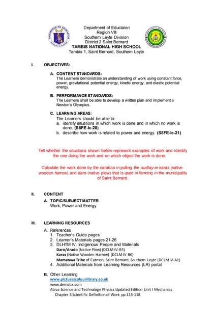 Contextualized Lesson Plan First Quarter Work Docx