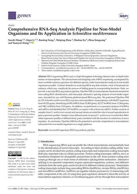Pdf Comprehensive Rna Seq Analysis Pipeline For Non Model Organisms And Its Application In