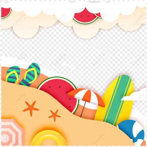 Fashionable Cool Summer Paper Cut Style Borderflatdecoration Png