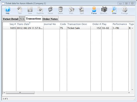 Transactions Tab Arts Management Systems