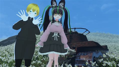 Tじろさんの写真動画 チハと花畑 素敵なワールドを見つけたので丁子さんとフレンドさんのVRChat散歩なわで ω