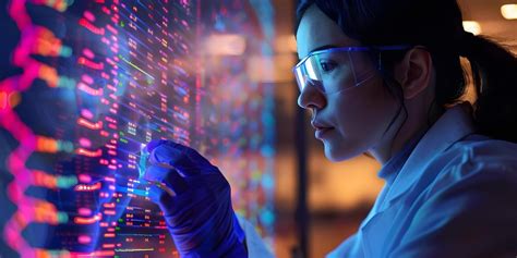 Analyzing Dna Sequences On Digital Screens For Medical Research Concept Biomedical Innovation