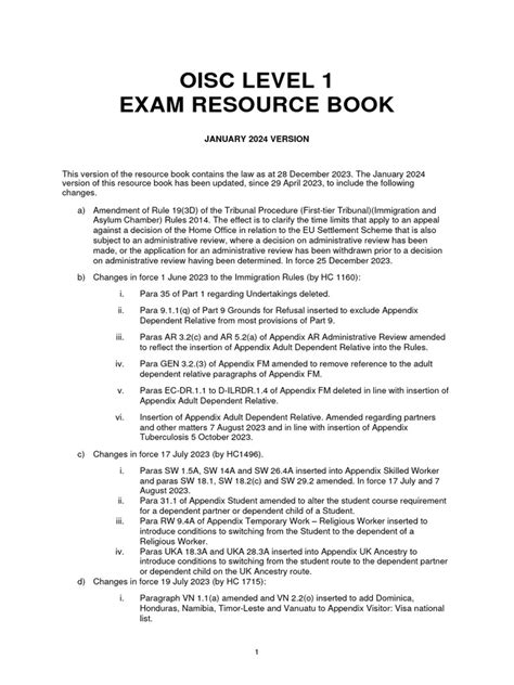 Jan 2024 Oisc Exam Booklet Level 1 1 150 Download Free Pdf Bail Asylum Seeker