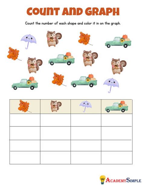 Kindergarten Math Counting And Building Bar Graphs Fall Themed