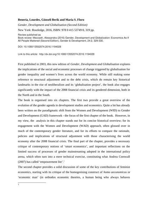 PDF Gender Development And Globalization Economics As If All People Mattered Second Edition