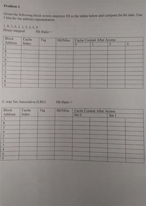 Solved Given The Following Block Access Sequence Fill In